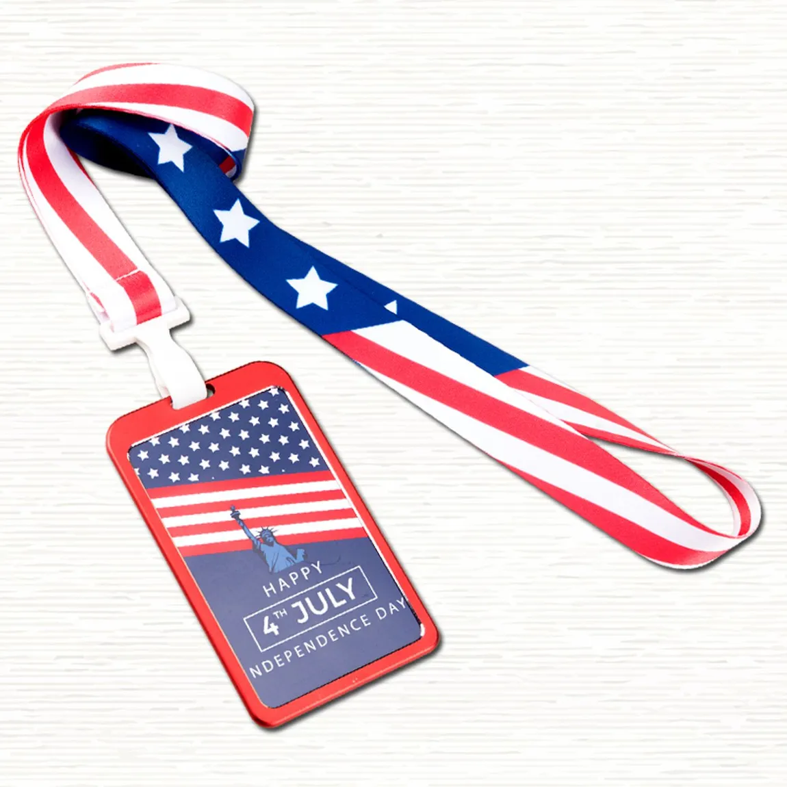 Lanyards & ID Cards - Custom US Flag Lanyard with Aluminium Holders