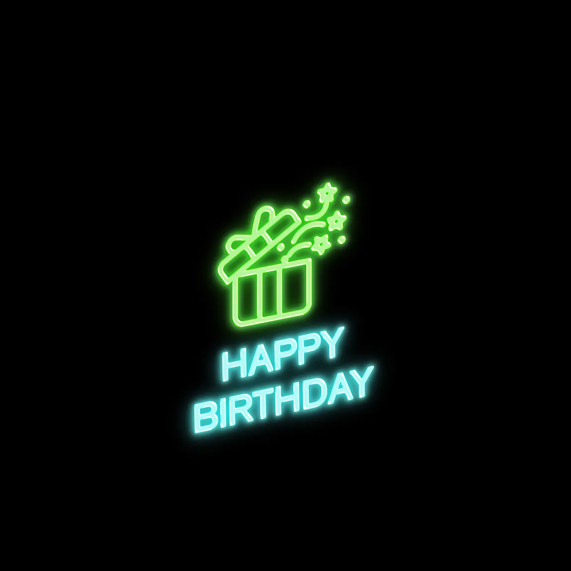 Happy Birthday with Gift Box Neon Signs