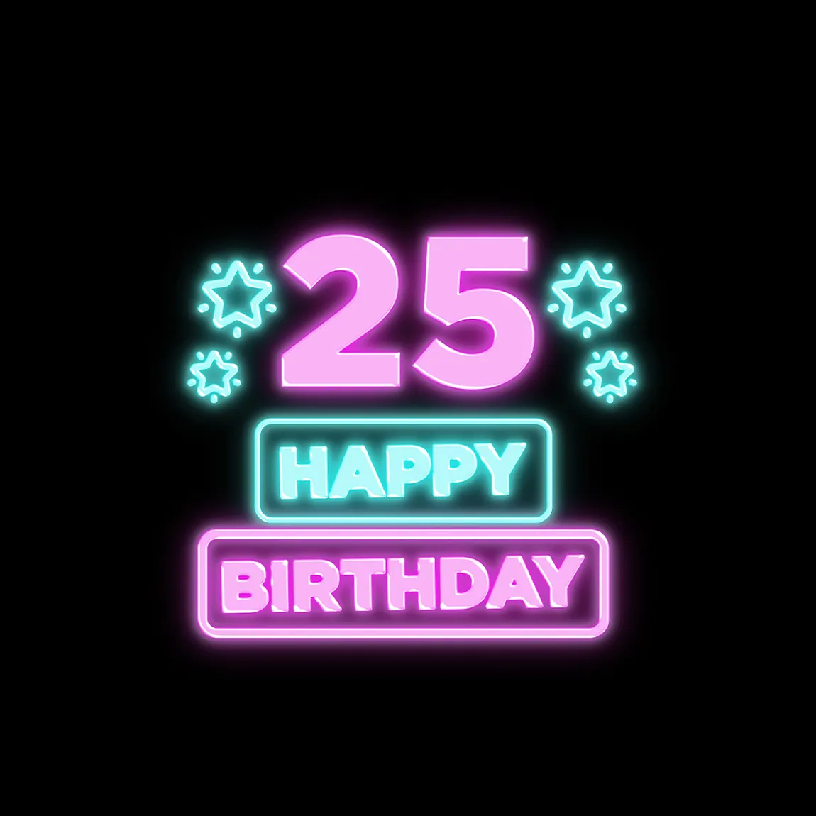 25th Happy Birthday Neon Signs