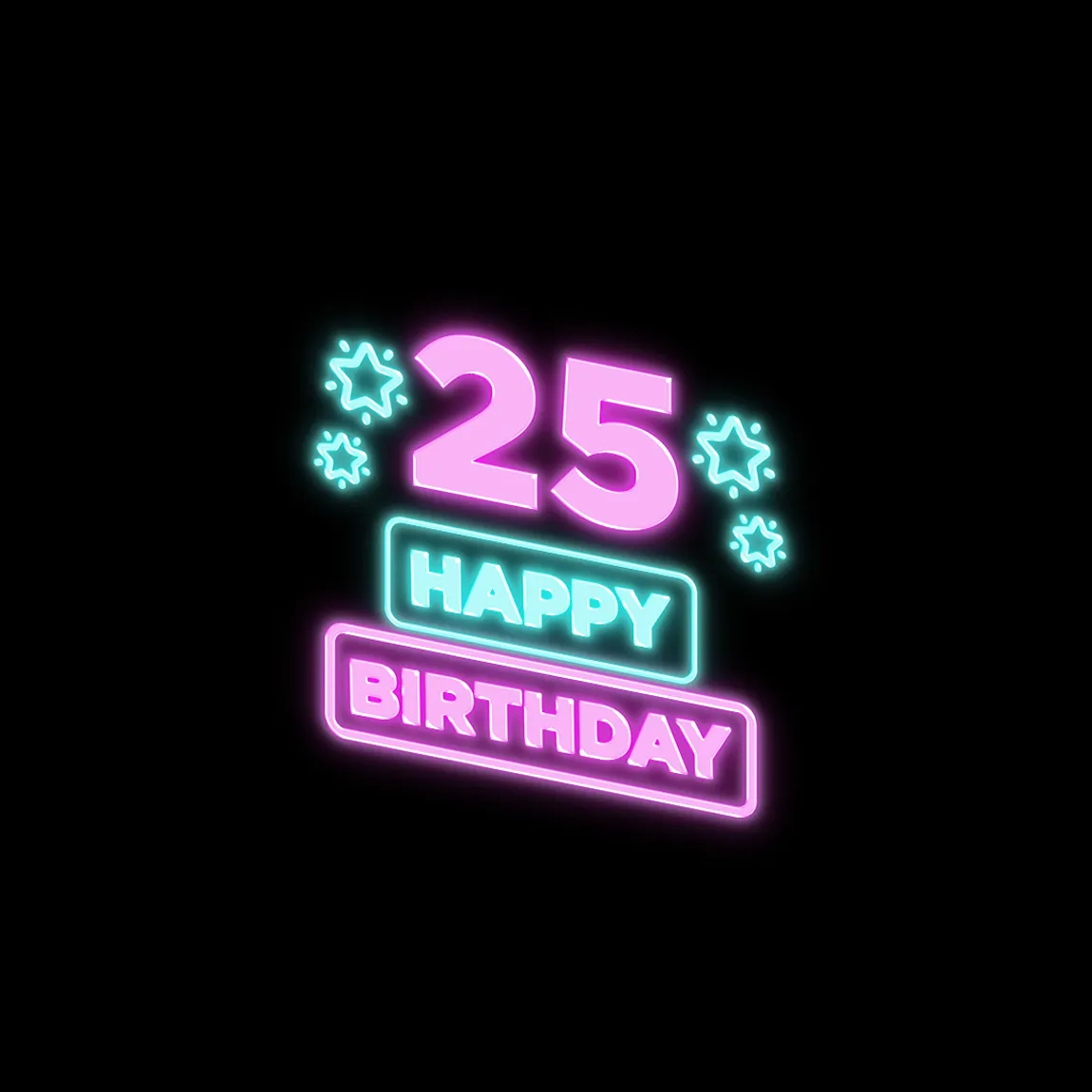 25th Happy Birthday Neon Signs