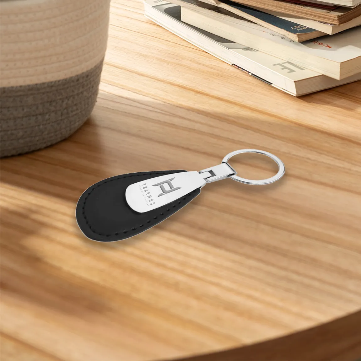 Keychains - Custom Teardrop Leather & Metal Keychain