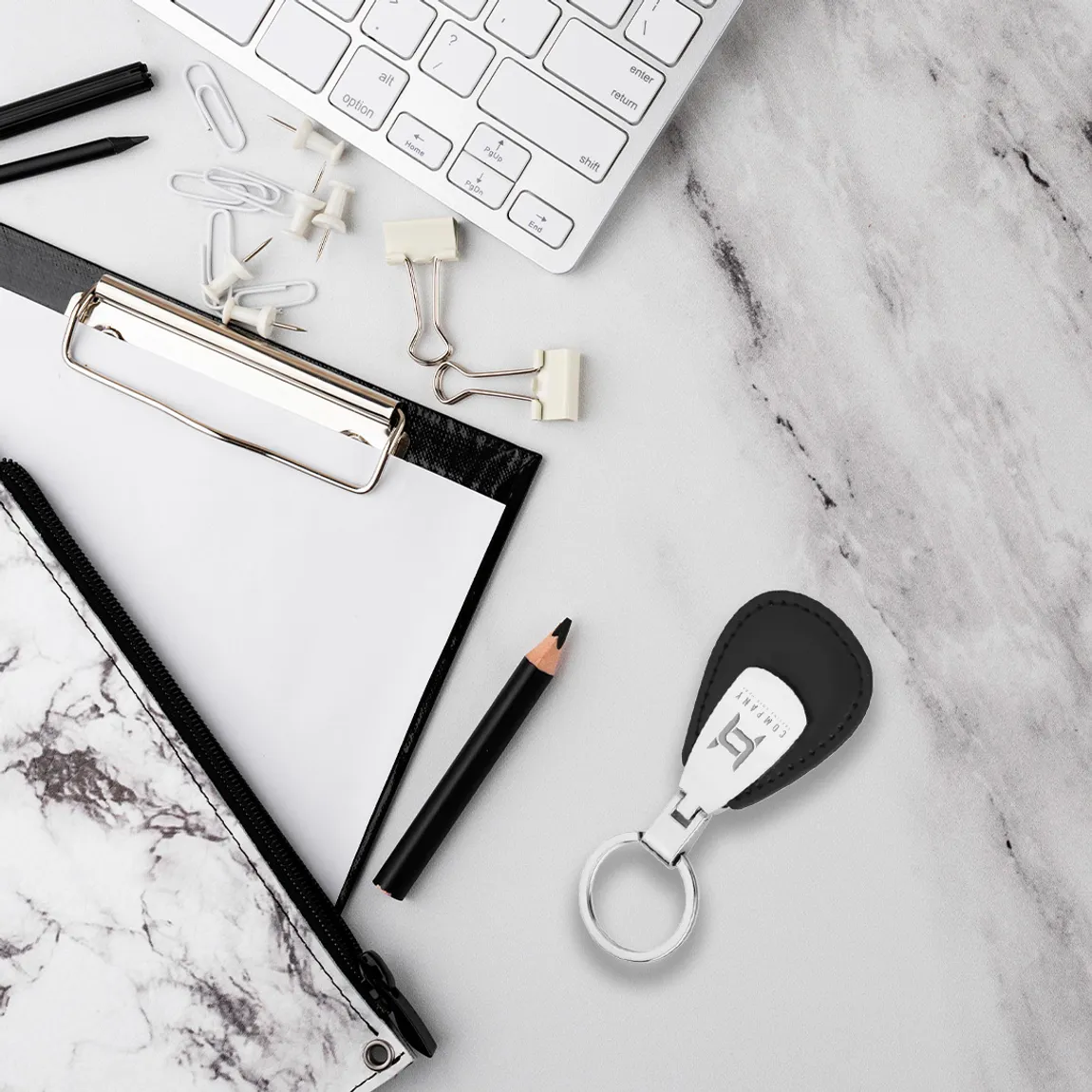 Keychains - Custom Teardrop Leather & Metal Keychain