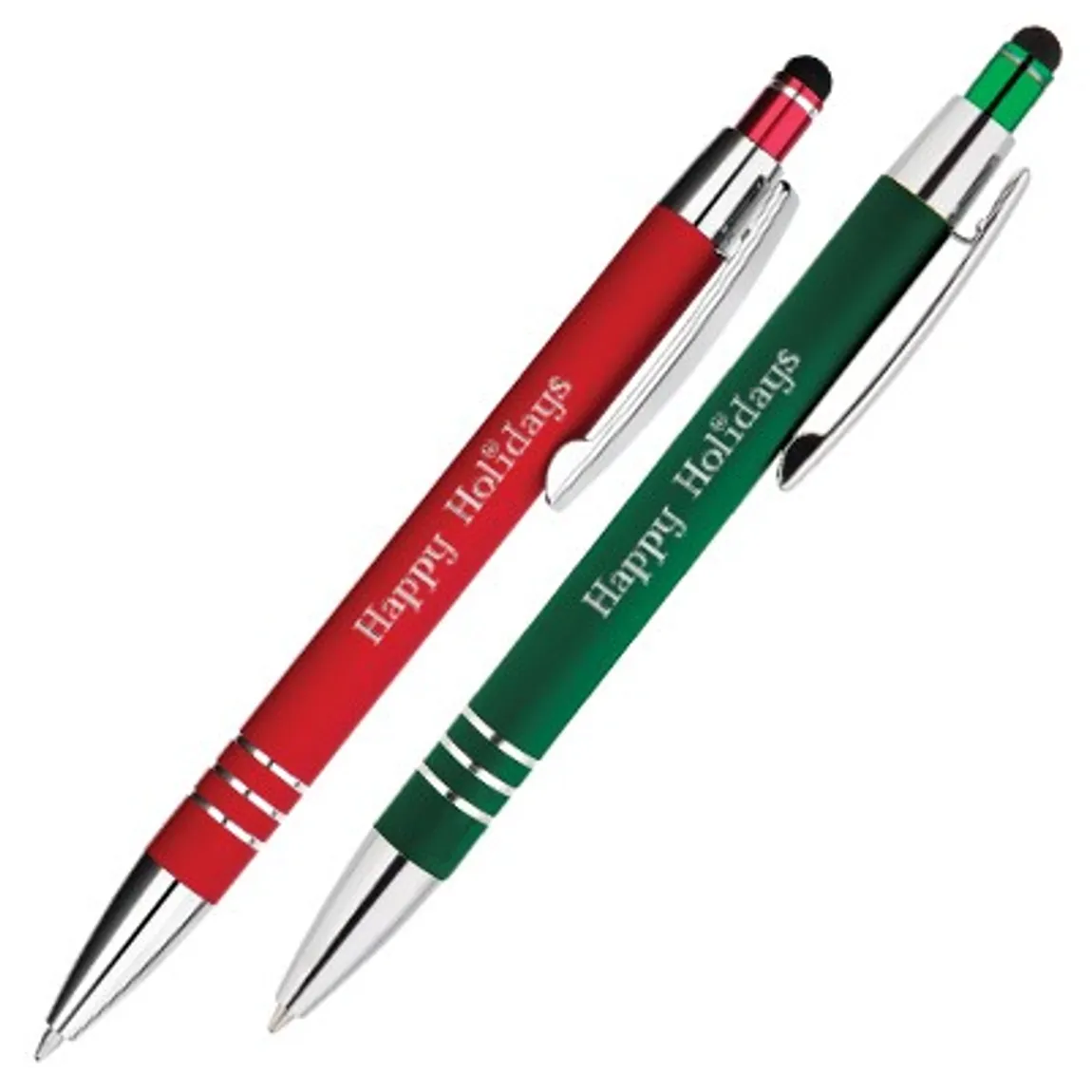 Pens - Custom Serena Stylus Soft Touch Happy Holiday Pens