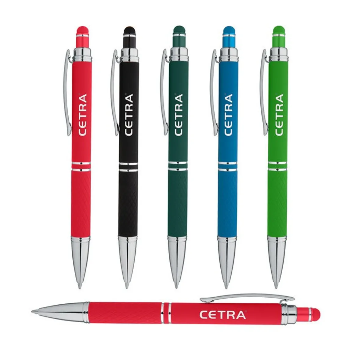 Pens - Custom Hex Grip Soft Touch Stylus Pens