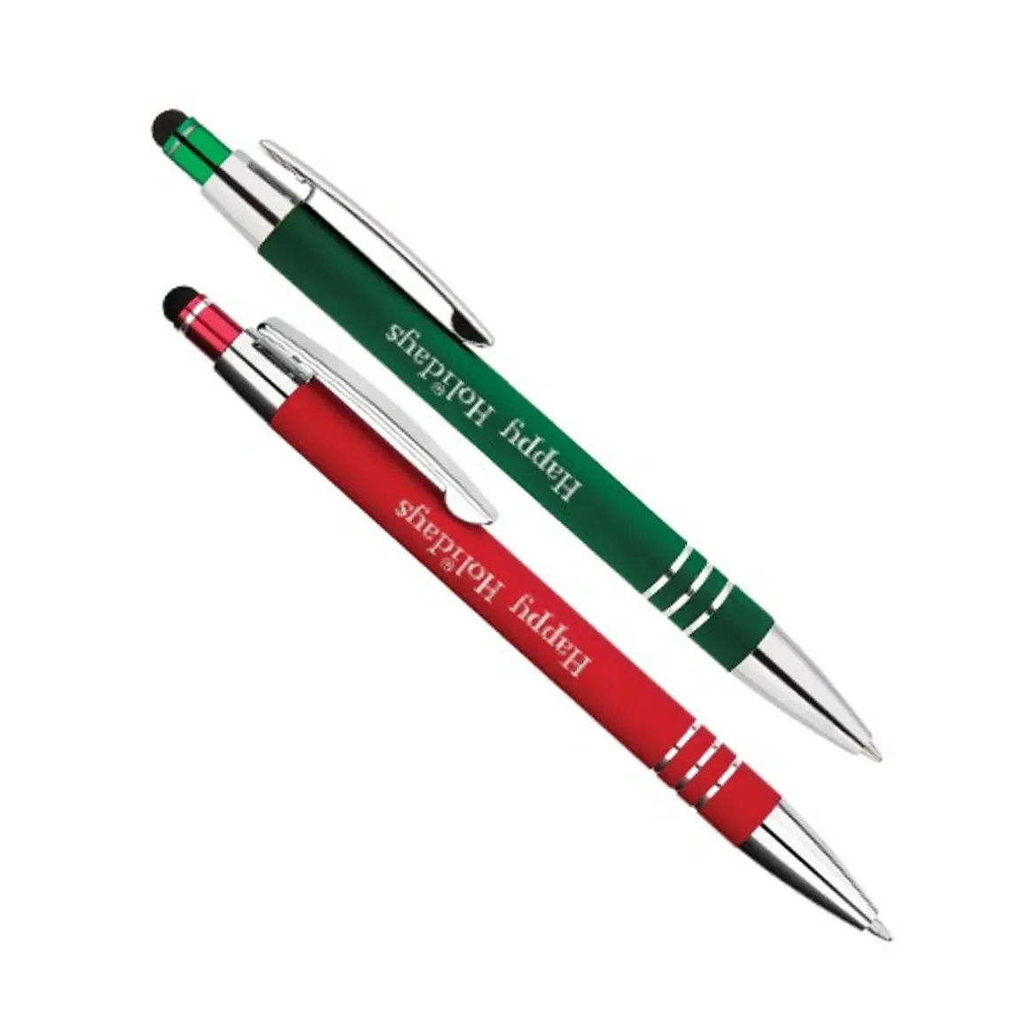 Pens - Custom Serena Stylus Soft Touch Happy Holiday Pens