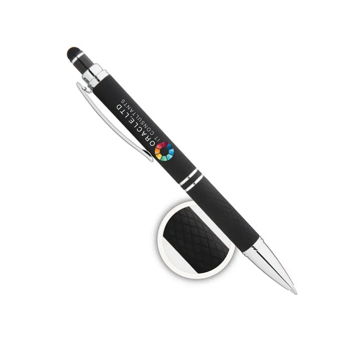Pens - Custom Hex Grip Soft Touch Stylus Pens - Full Color Imprint