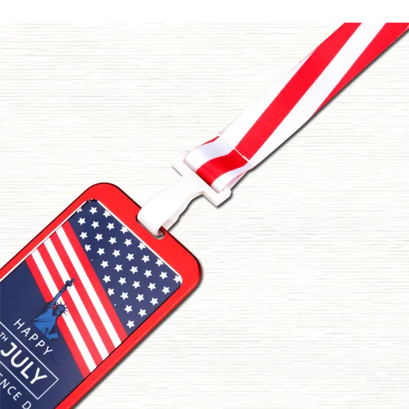 Lanyards & ID Cards - Custom US Flag Lanyard with Aluminium Holders