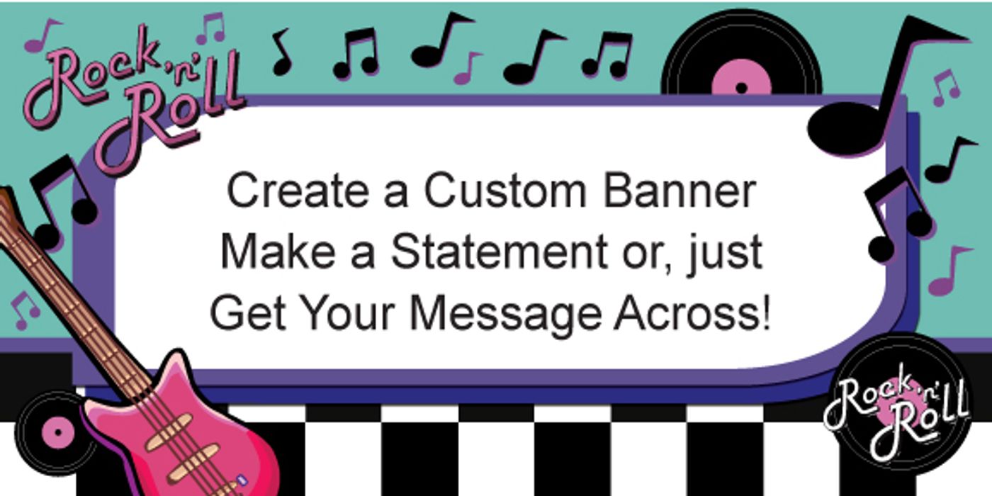 50's Rock 'n' Roll Custom Banner - 18 x 36 | CustomTattooNow.com | SKU ...