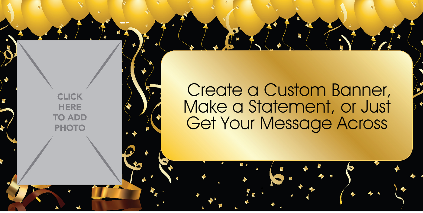 Gold Confetti Balloons Custom Photo Banner - 12 x 24 | CustomLanyard ...