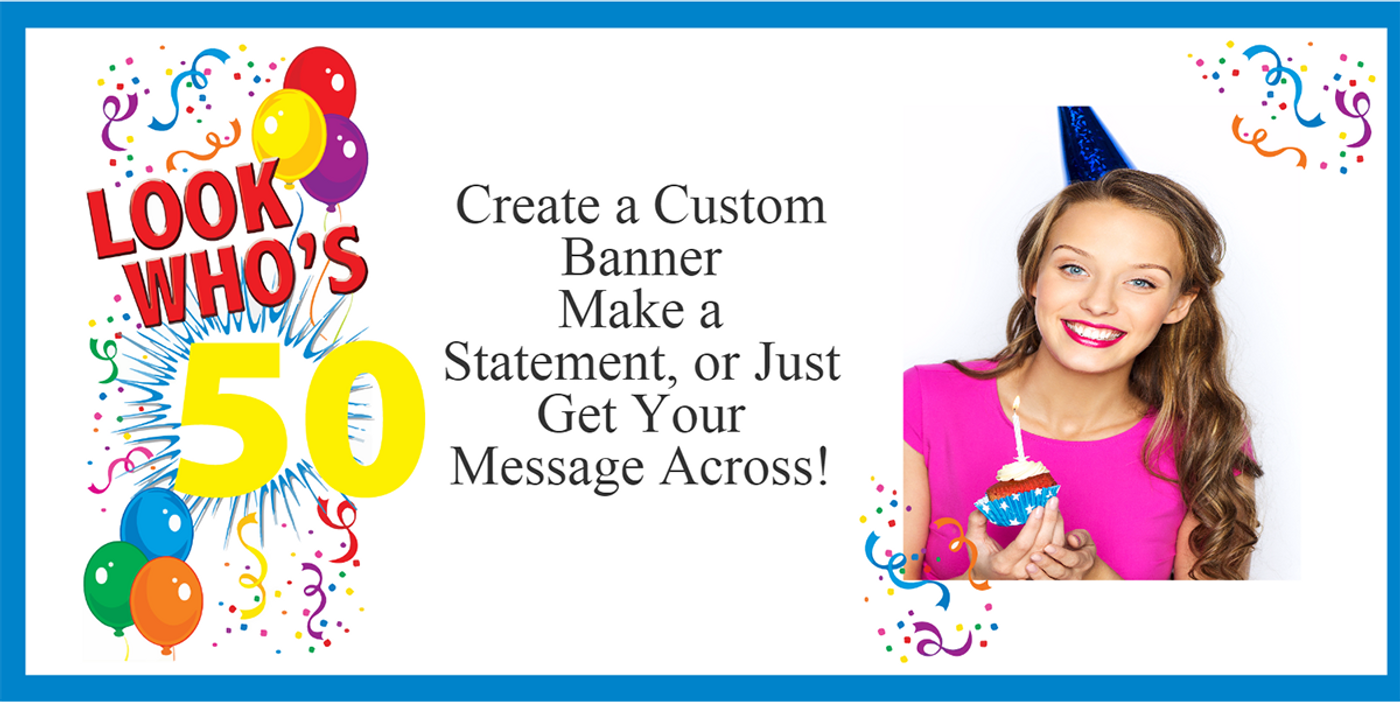 Look Who's 50 Custom Photo Banner - 12 x 24 | CustomTattooNow.com | SKU ...