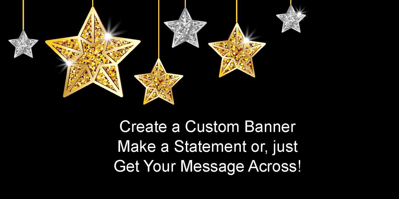 Glitter Stars Custom Banner - 12 x 24 | CustomButtonsNow.com | SKU# 14438