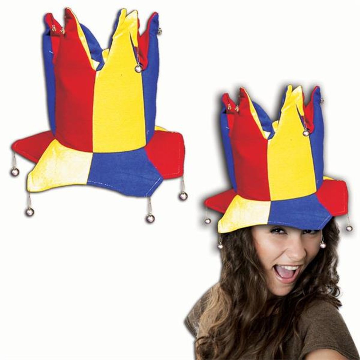 Red, Yellow, And Blue Velvet Jester Hat | WristBandToday.Ca | SKU# 12777