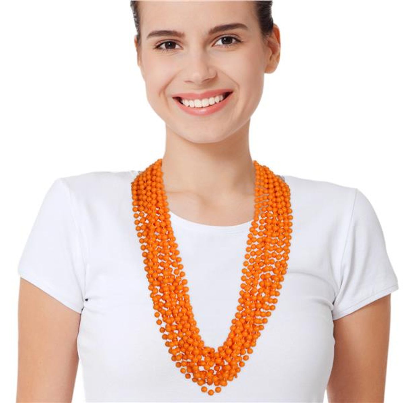 Orange 33" 7mm Bead Necklaces (Per 12 pack) | CustomLanyard.Ca | SKU# 12652
