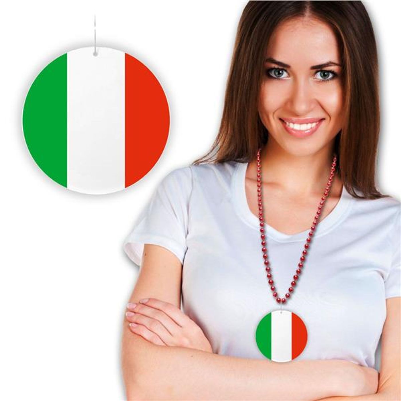 Italian Flag Plastic Medallion | Wrist-Band.Com | SKU# 12631