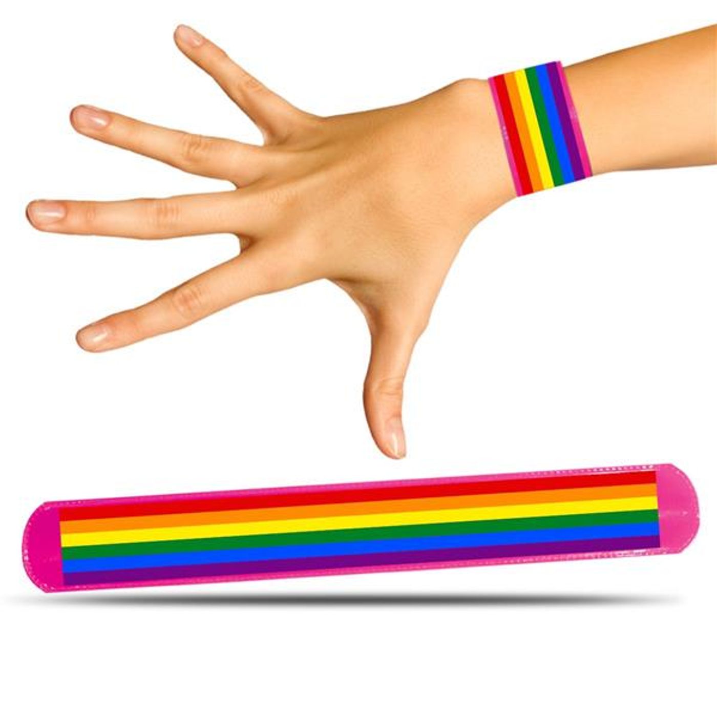 Pink Rainbow Pride Slap Bracelets (Per 12 pack) | CustomLanyard.net | SKU# 12662