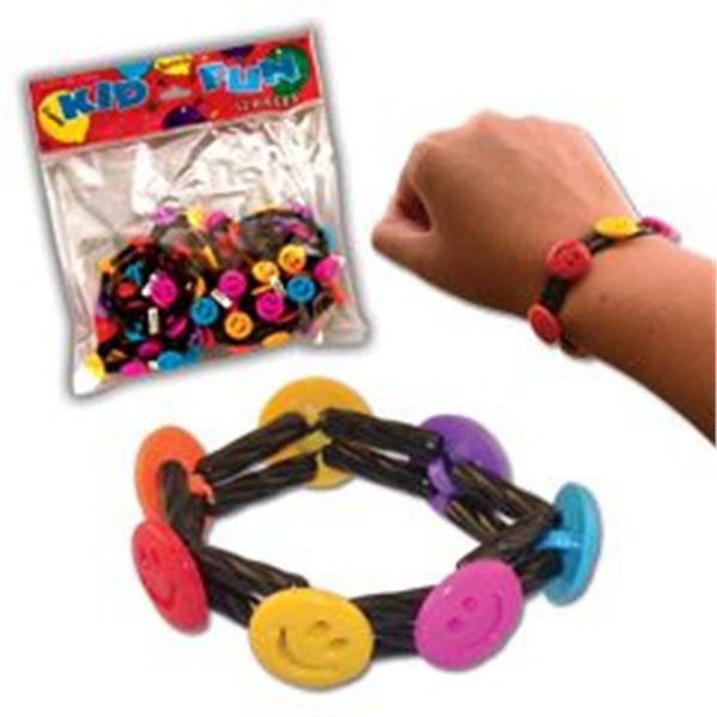 Smiley Face Plug Bracelets (Per 12 pack) | CustomLanyard.net | SKU# 11447