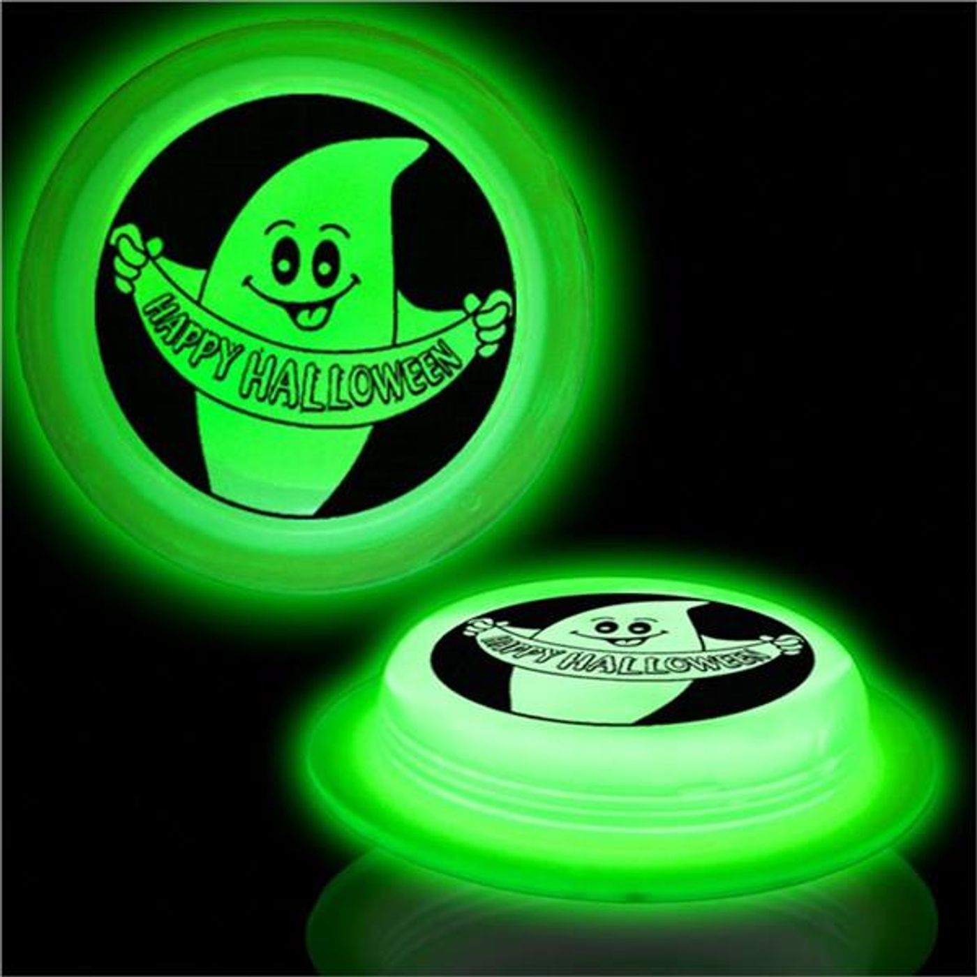 Happy Halloween 3" Green Glow Badge | CustomLanyard.net | SKU# 10133