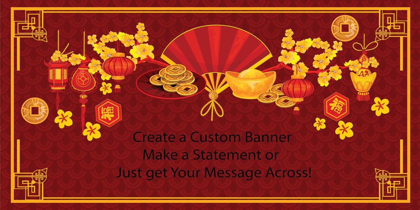 Chinese Fan Custom Banner - 48 x 96 | CustomTattooNow.com | SKU# 13885