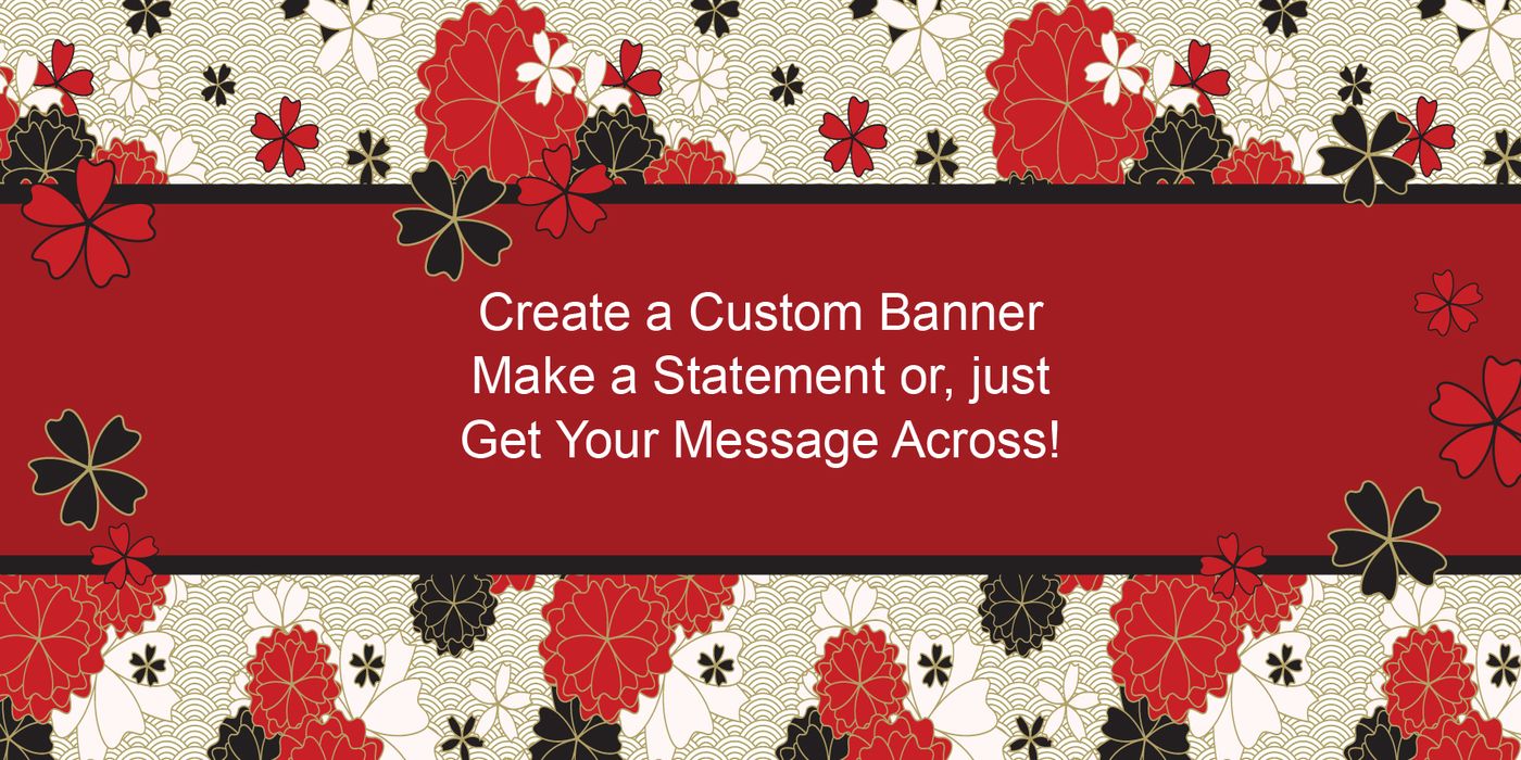 Asian Floral Custom Banner - 24 x 48 | CustomLanyard.net | SKU# 13317