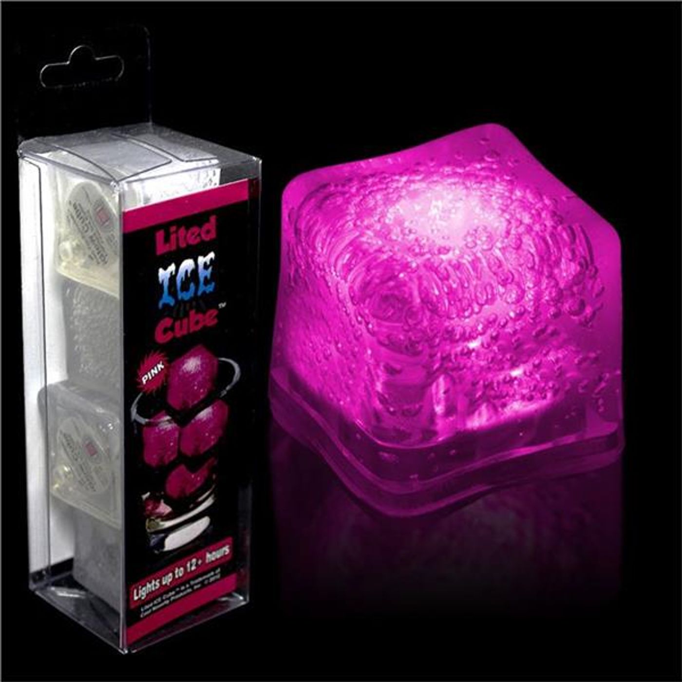 Pink LED Light-Up Ice Cubes (Per 4 pack) | CustomLanyard.net | SKU# 12328