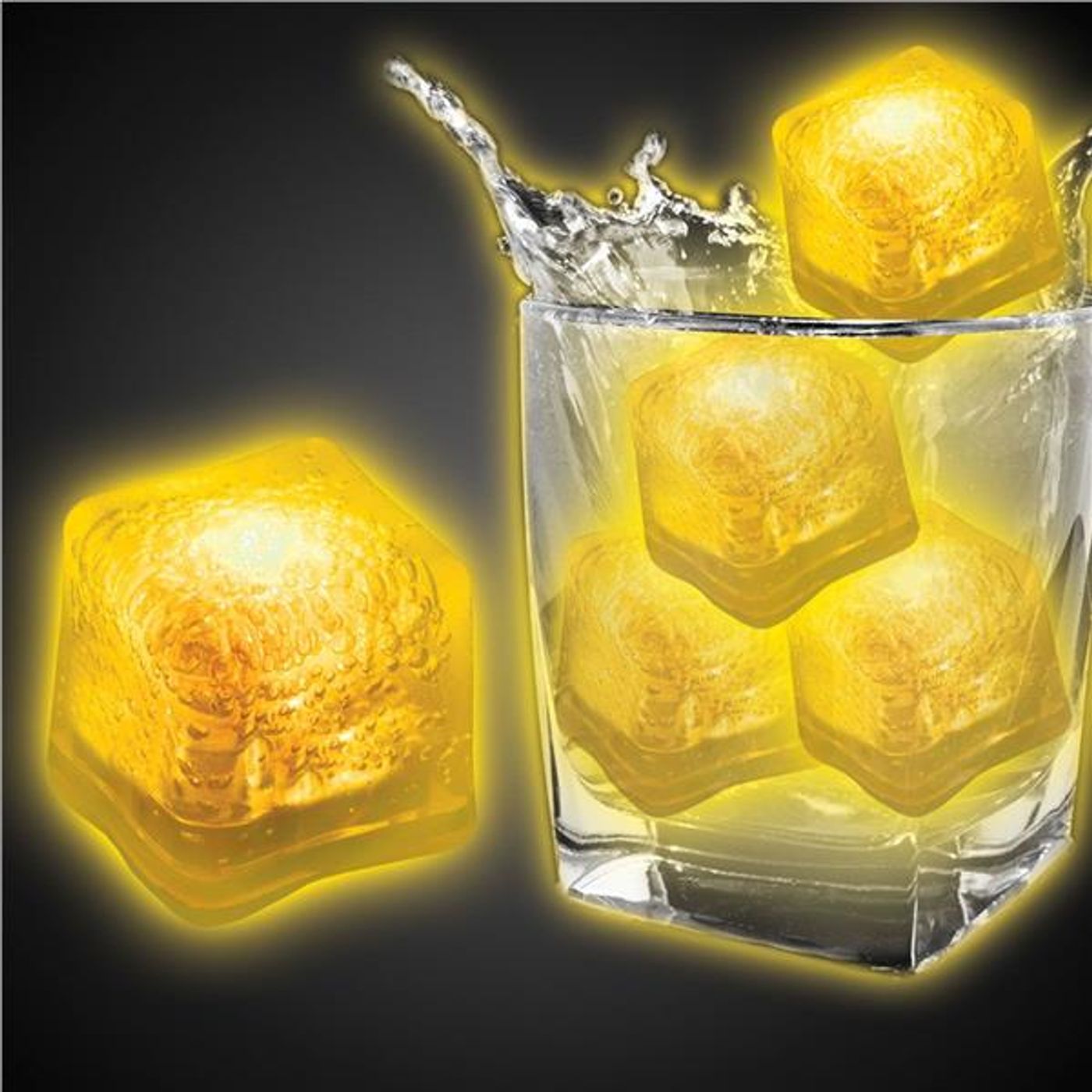 Yellow LED Light-Up Ice Cubes (Per 4 pack) | CustomLanyard.net | SKU# 12335
