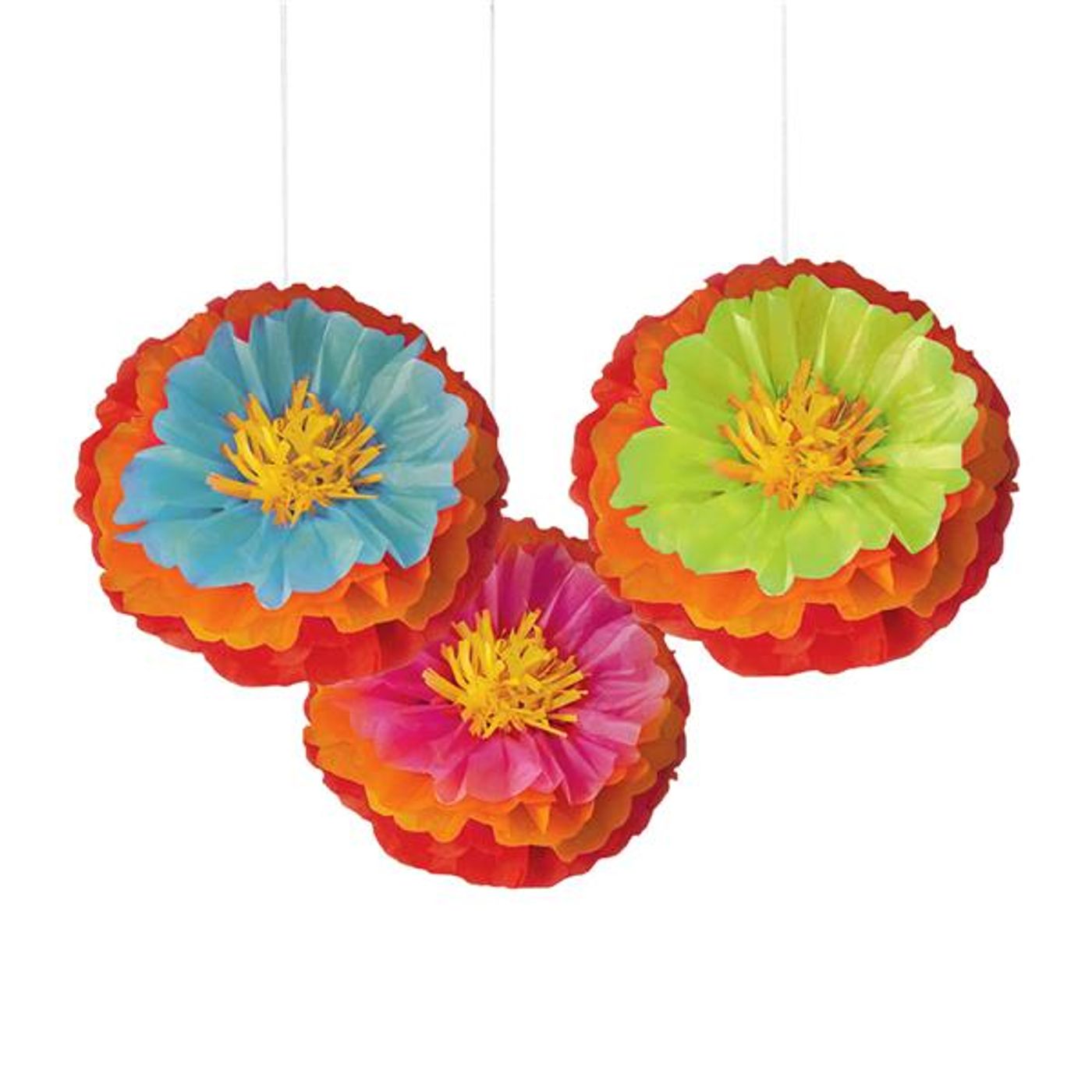 Fluffy Fiesta Tissue Flowers (Per 3 pack) | CustomLanyard.net | SKU# 14328
