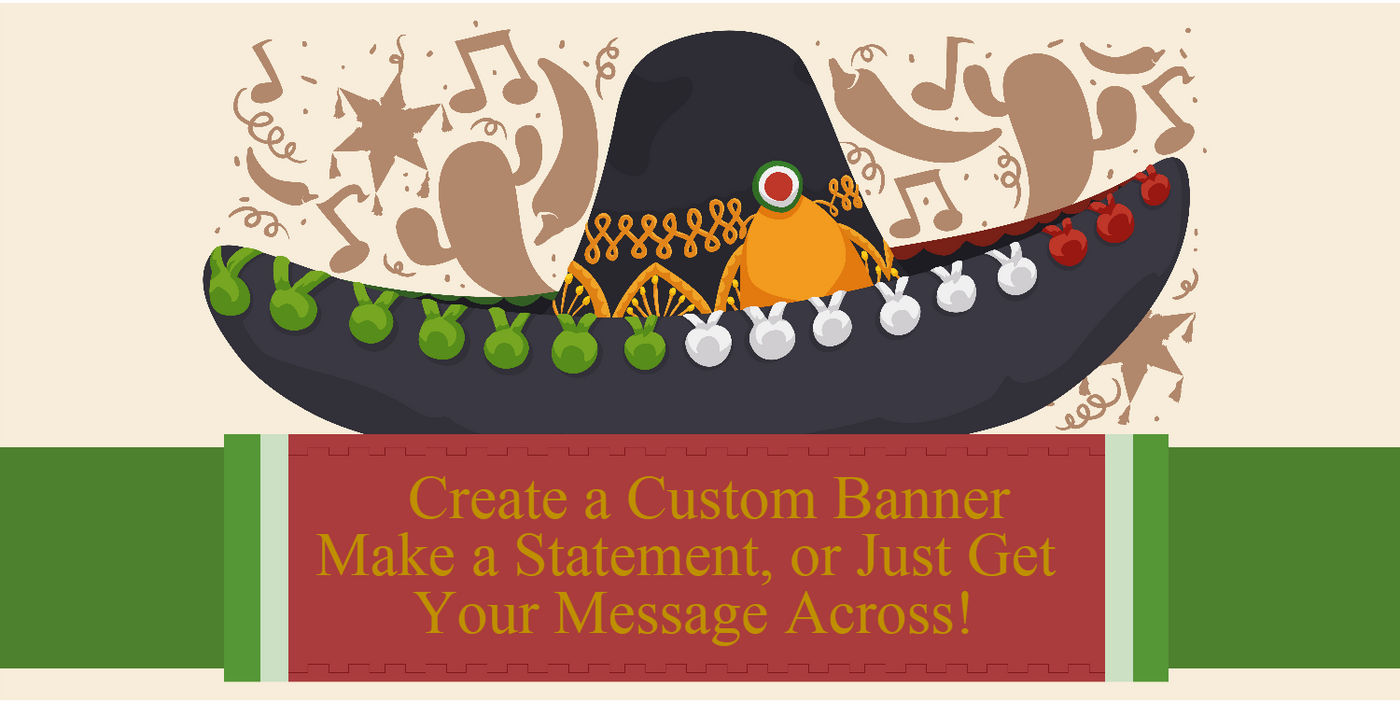 Fiesta Sombreros Custom Banner - 48 x 96 | CustomTattooNow.com | SKU# 14291