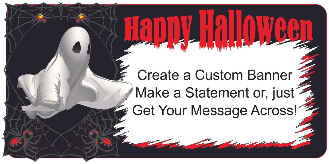 Ghostly Halloween Custom Banner - 12 x 24 | CustomLanyard.Ca | SKU# 14415