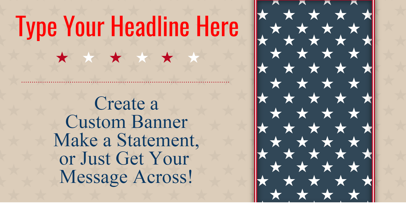 Patriotic Stars & Stripes Custom Banner - 18 x 36 | CustomTattooNow.com ...
