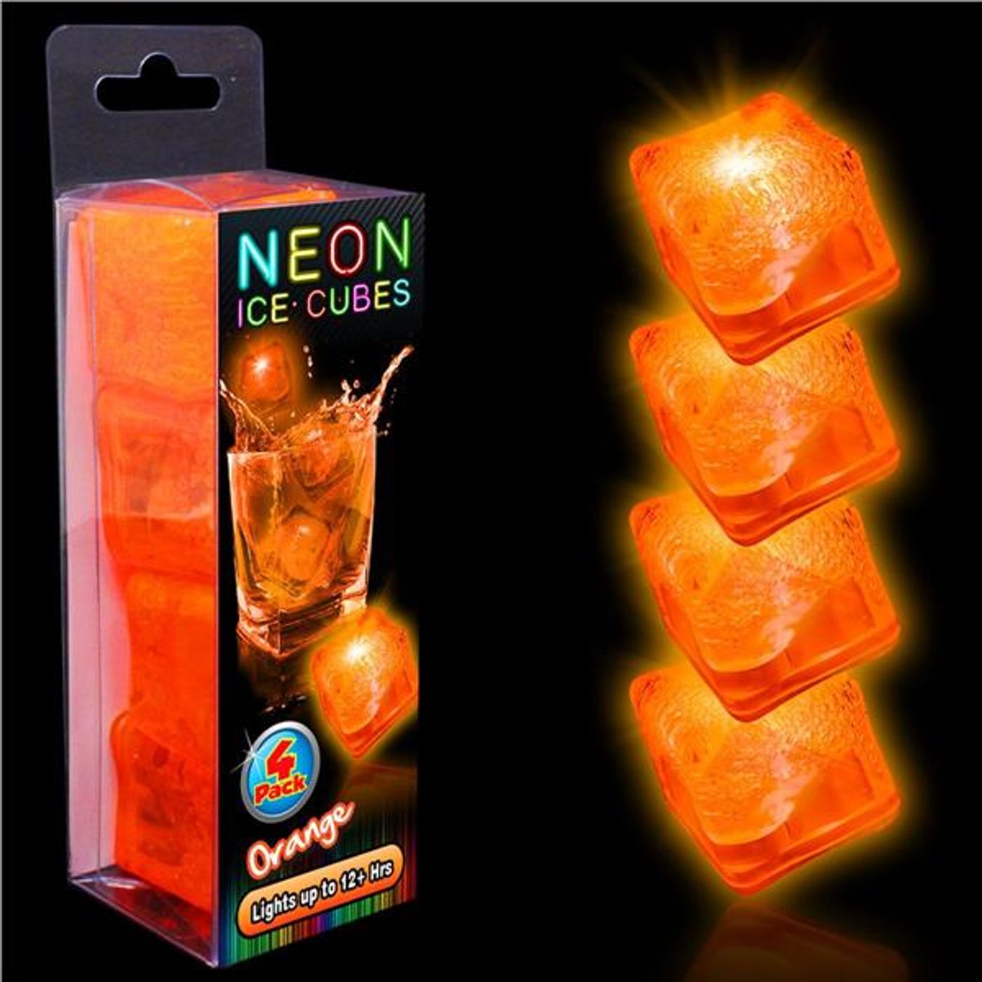 Neon Orange LED Ice Cubes | CustomLanyard.net | SKU# 12325