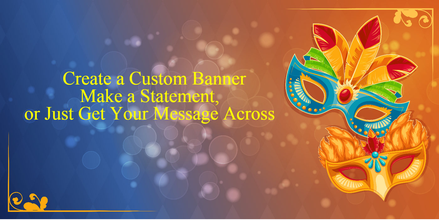 Golden Masquerade Party Custom Banner - 18 x 36 | CustomLanyard.net ...