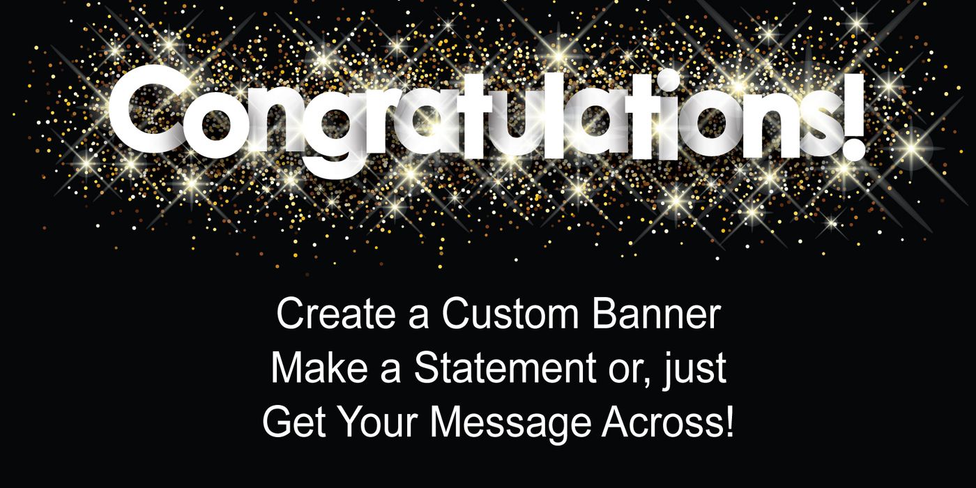 Black Congrats Custom Banner - 12 x 24 | CustomLanyard.net | SKU# 13555