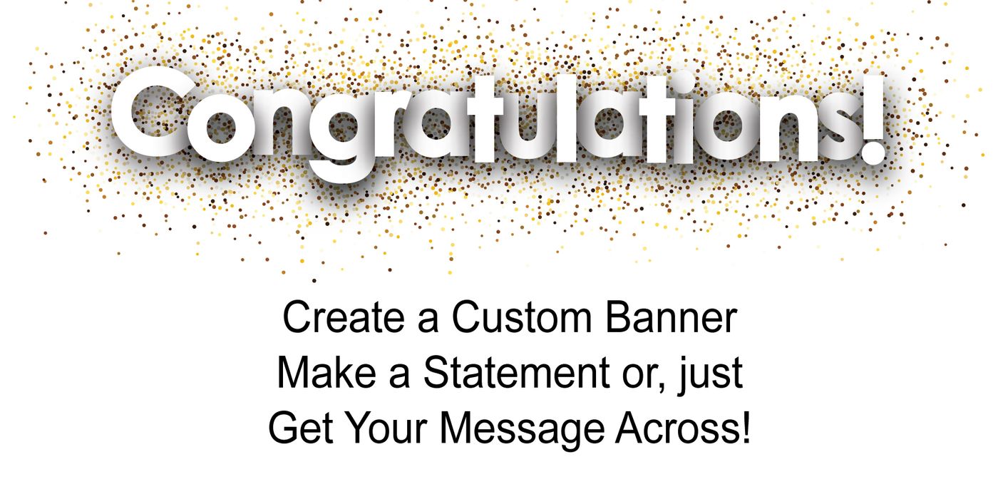 White Congrats Custom Banner - 12 x 24 | Wrist-Band.Com | SKU# 11611