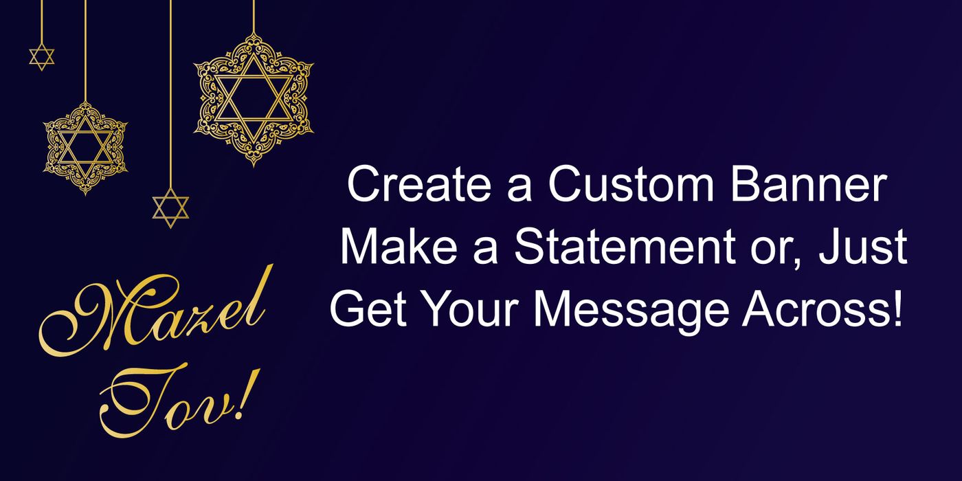 Mazel Tov Custom Banner - 24 x 48 | CustomButtonsNow.com | SKU# 15224