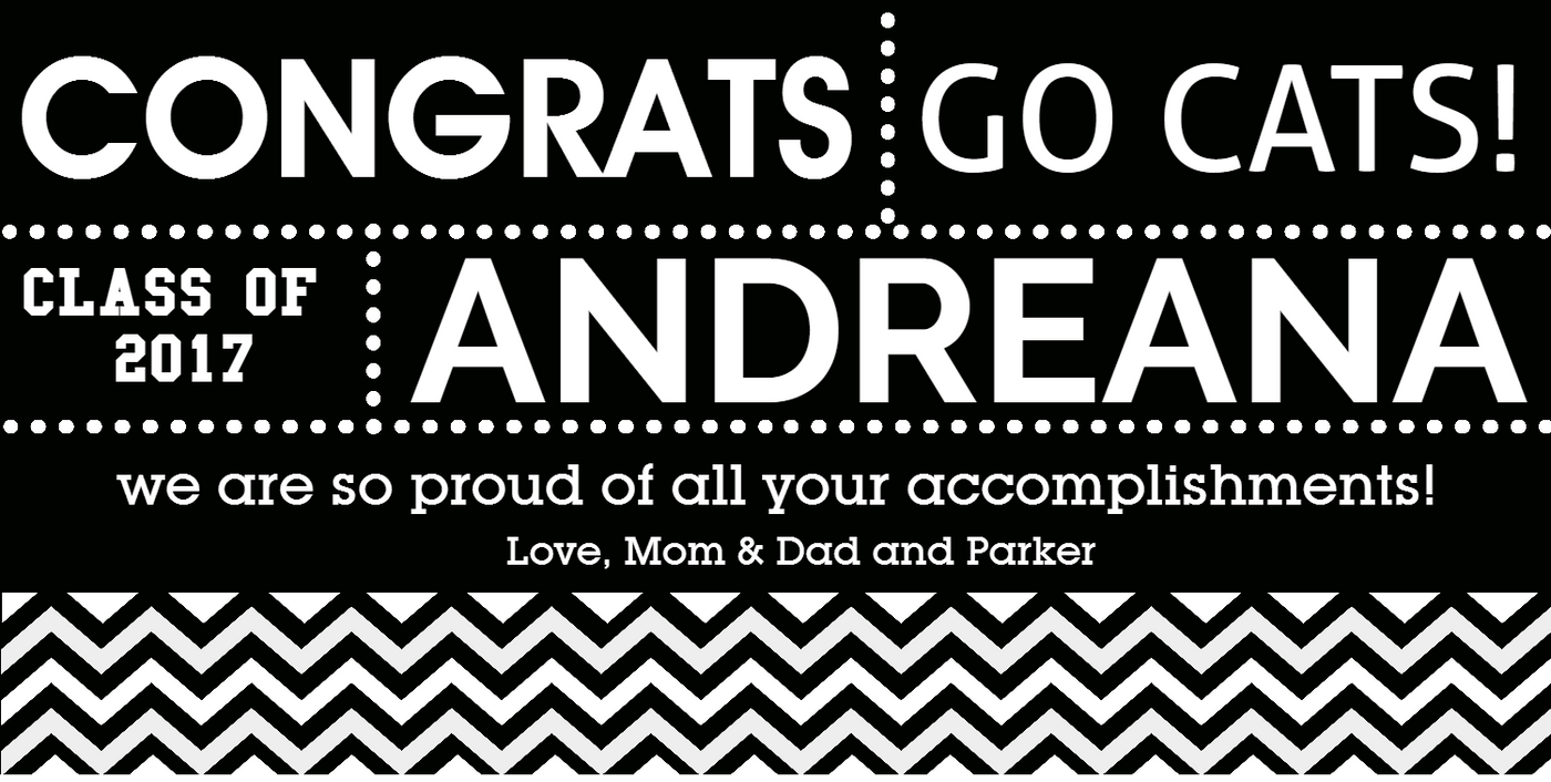 Black & White Chevron Graduation Banner - 12 x 24 | CustomLanyard.net ...