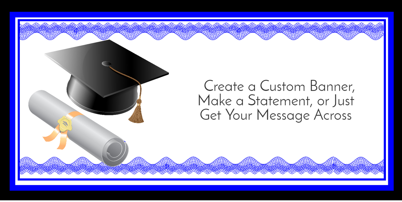 Blue Graduation Diploma Custom Banner - 12 x 24 | CustomLanyard.net ...