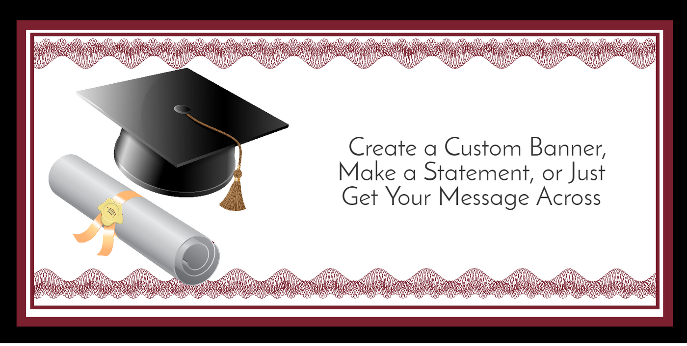 Maroon Graduation Diploma Custom Banner - 12 x 24 | CustomLanyard.Ca ...