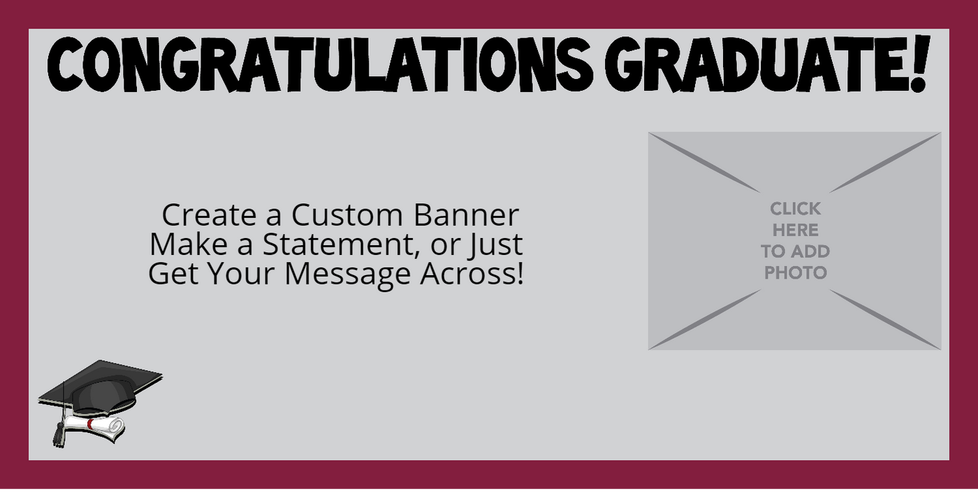 Maroon Graduation Photo Custom Banner - 12 x 24 | CustomLanyard.net ...