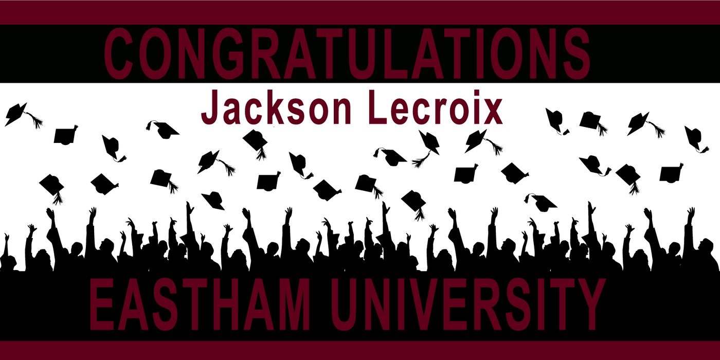 Maroon Graduation Cap Toss Custom Banner - 12 x 24 | CustomButtonsNow ...