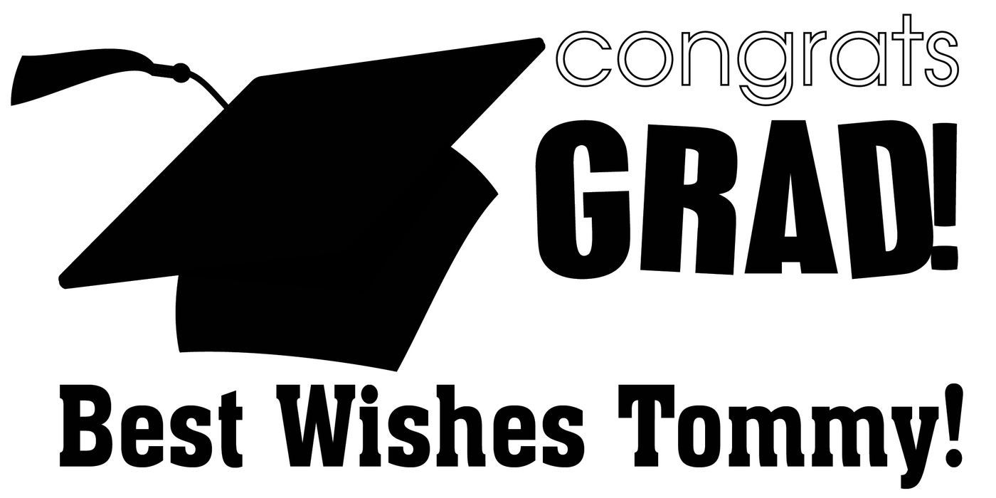 White Congrats Grad! Custom Banner - 24 x 48 | CustomLanyard.net | SKU ...