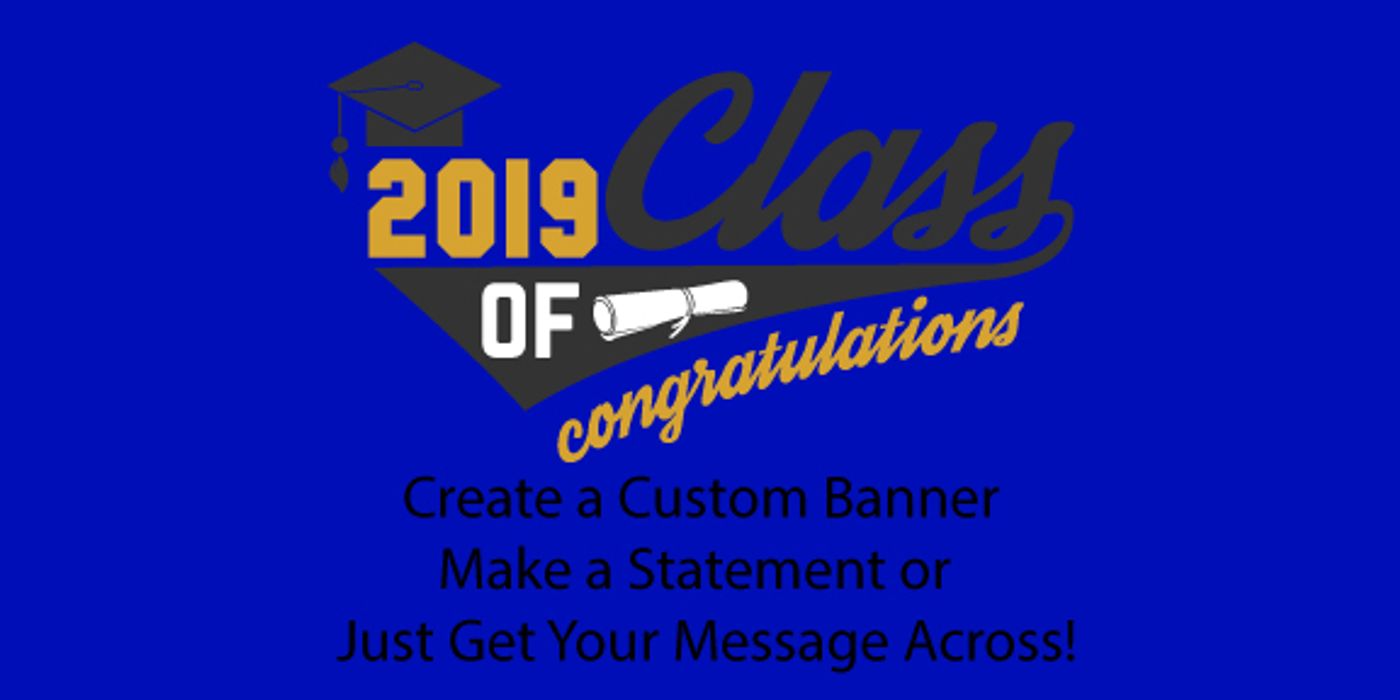 Blue Graduation Custom Banner - 24 x 48 | CustomLanyard.net | SKU# 13644