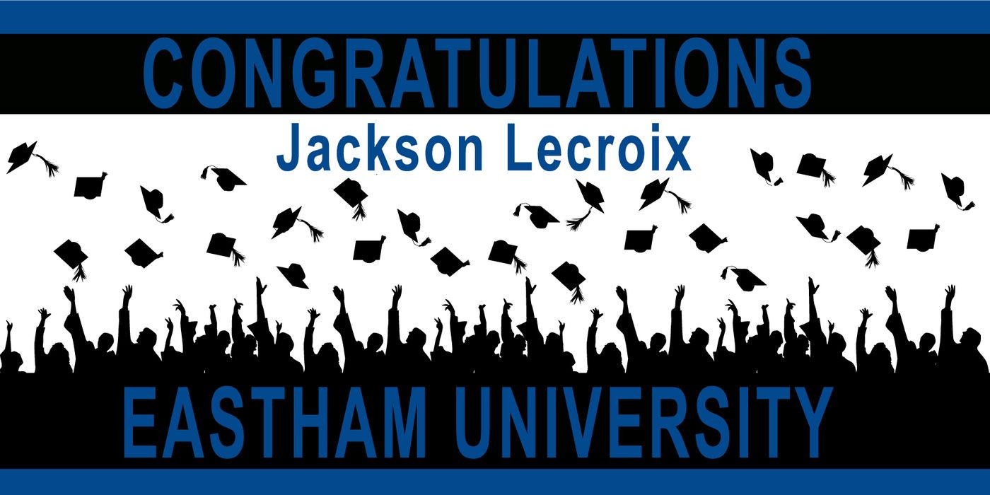 Blue Graduation Cap Toss Custom Banner - 36 x 72 | CustomLanyard.net ...
