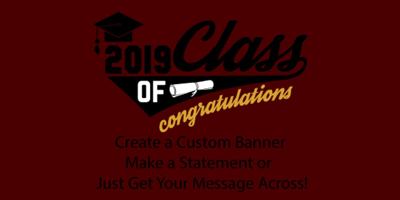 Maroon Graduation Custom Banner - 48 x 96 | CustomLanyard.net | SKU# 15203