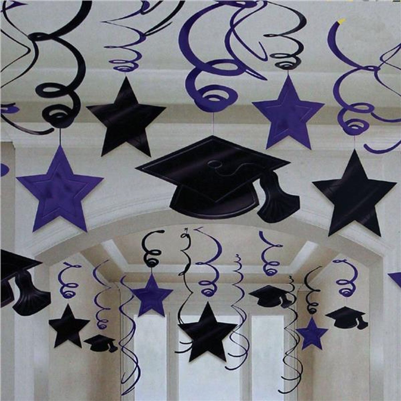 Purple Graduation Swirls Decorations | CustomLanyard.net | SKU# 11233