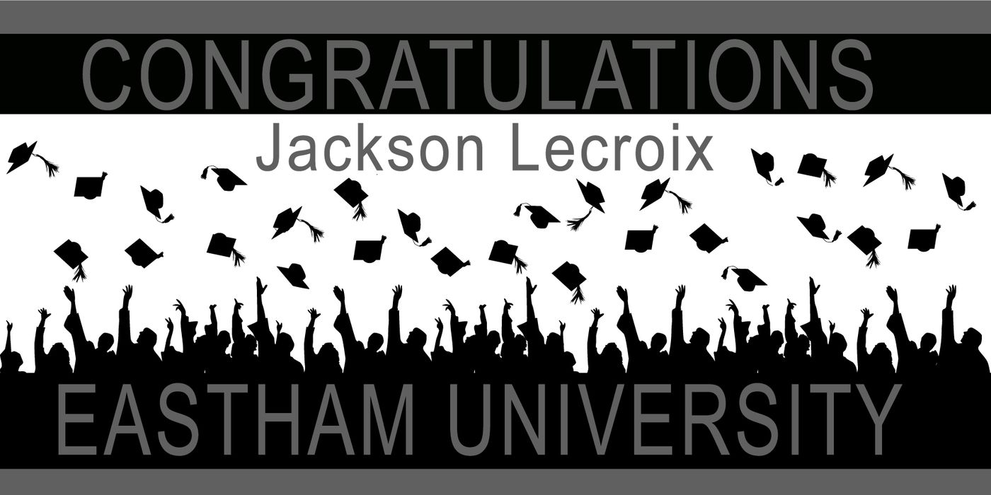 Gray Graduation Cap Toss Custom Banner - 18 x 36 | CustomTattooNow.com ...