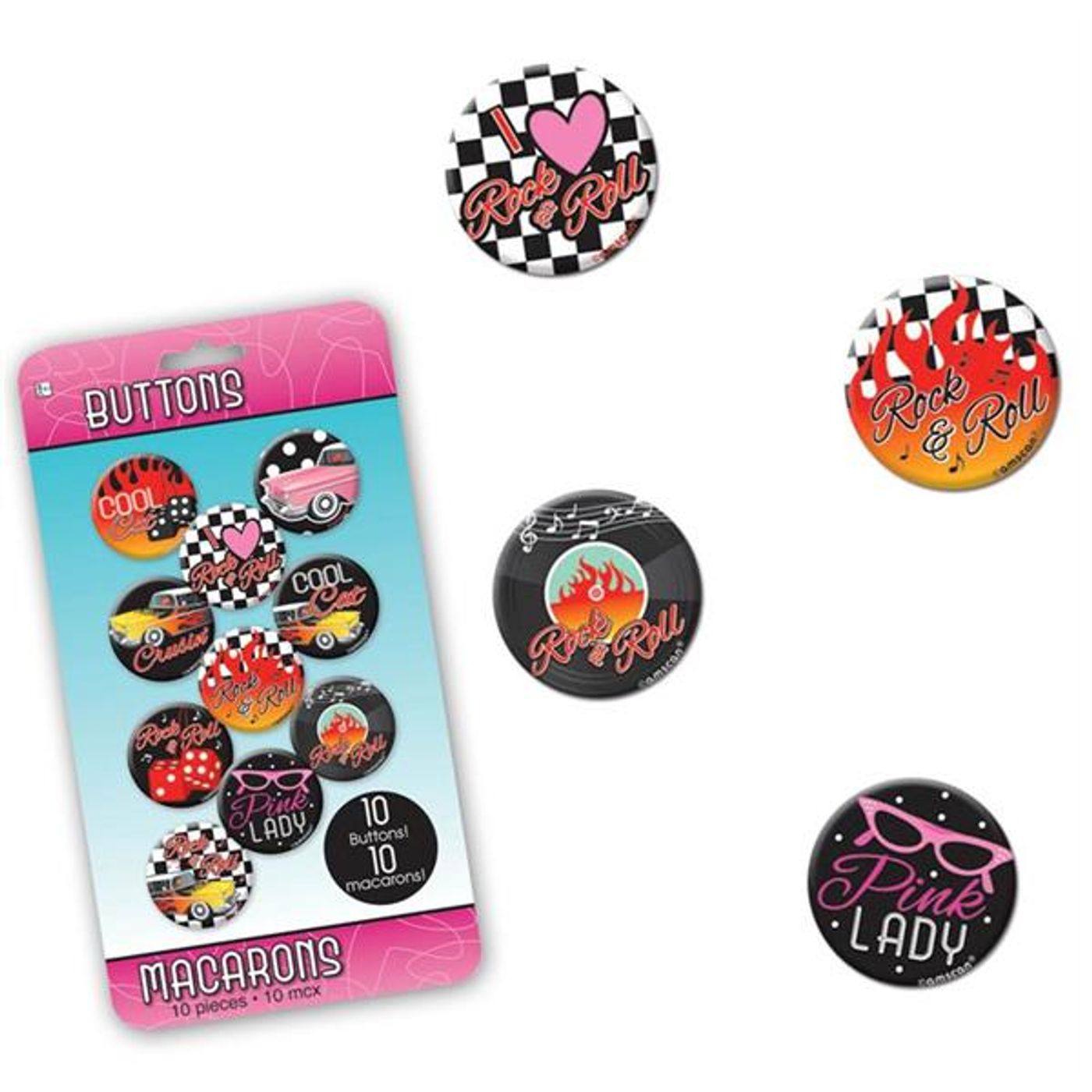 Back To the 50s Buttons | CustomTattooNow.com | SKU# 13361