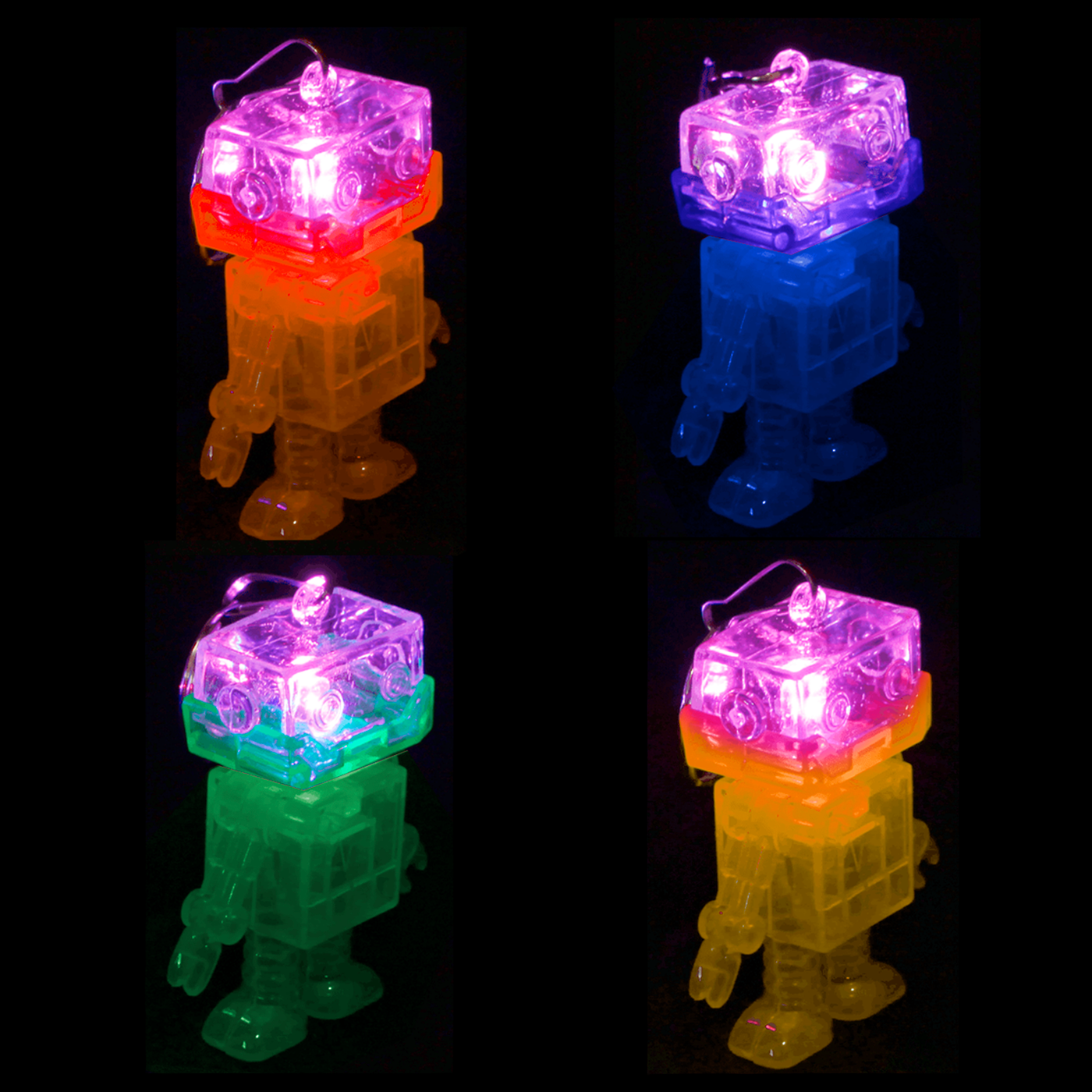 2" Light-Up Flashing Android Robot Keychains | Wrist-Band.Com | SKU# 9104
