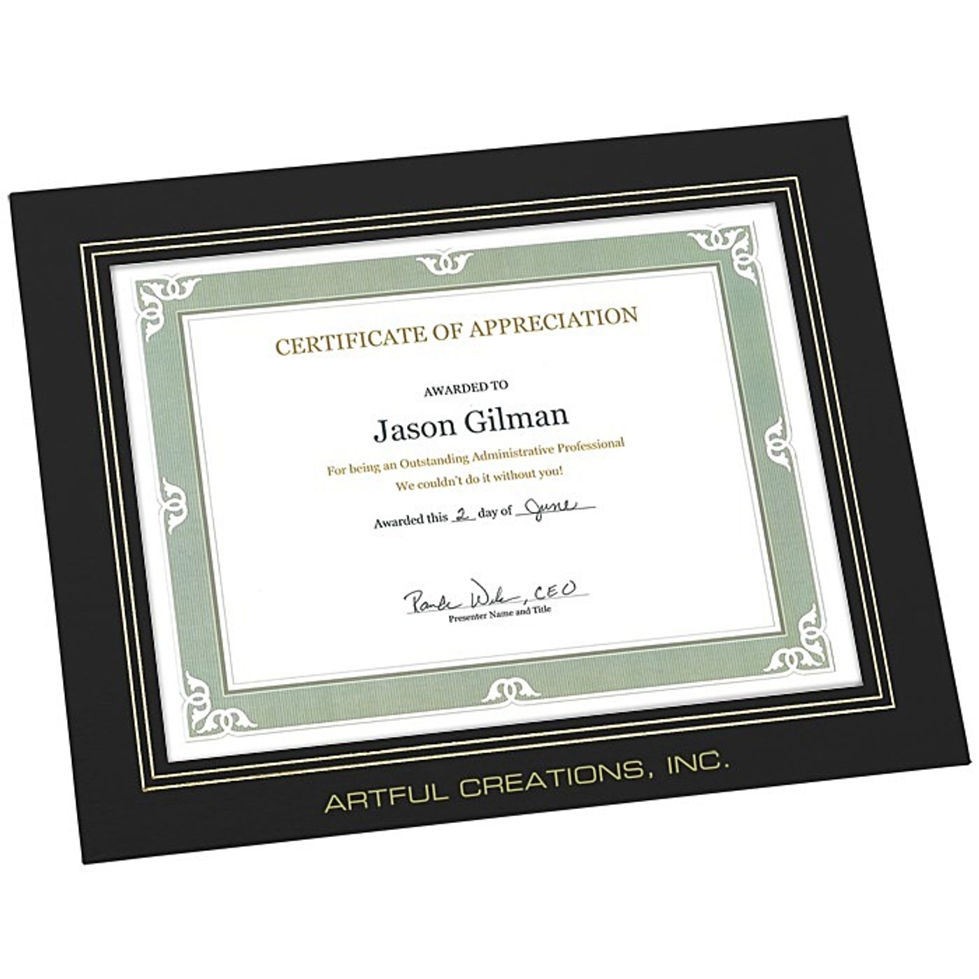 Wrapped Edge Certificate Frame - 8-1/2" X 11" | CustomLanyard.net | SKU ...
