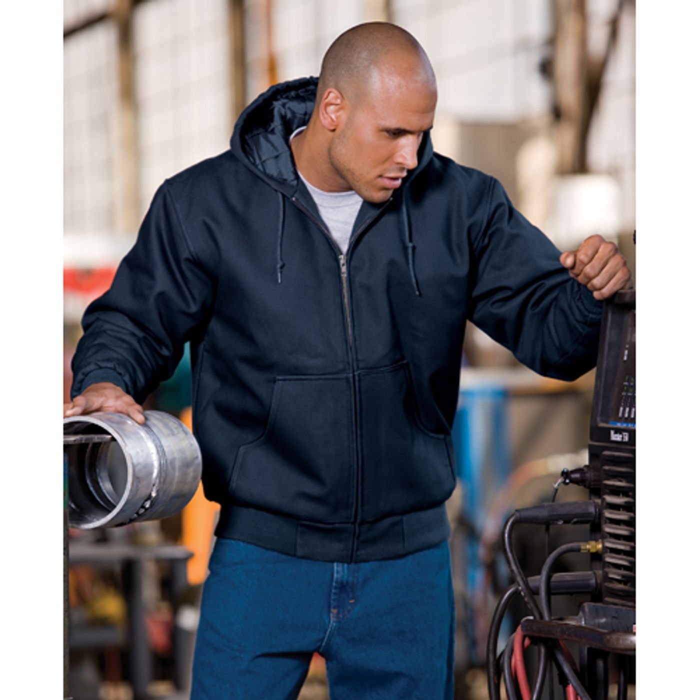 CornerStone Duck Cloth Hooded Work Jacket - Dark/All | CustomLanyard ...