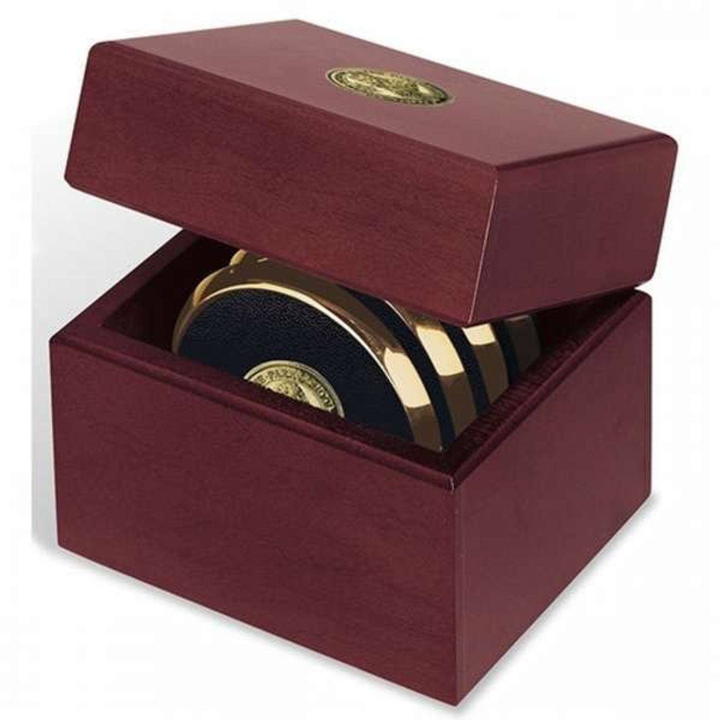 Four Coasters with Solid Cherry Chest | CustomButtonsNow.com | SKU# 4229